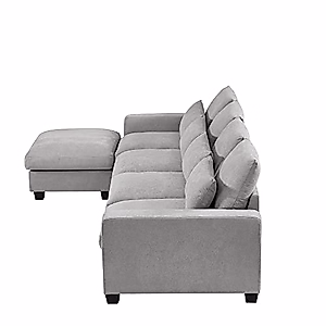 Merax 129" Large Modular Sectional Sofa 5 Pieces Modern L Shaped Couch with Deep Wide Chaise for Living Room Love Seats, Light Gray