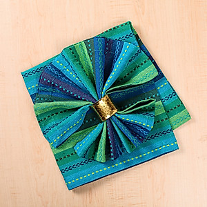 Hausattire Reusable Napkins Cloth Washable 100% Cotton Salsa Stripe 18x18 Inch Dinner Napkins|Table Napkins for Spring Easter Basket Decor|Set of 12 Cloth Napkins for Home Banquet Wedding |Teal Multi