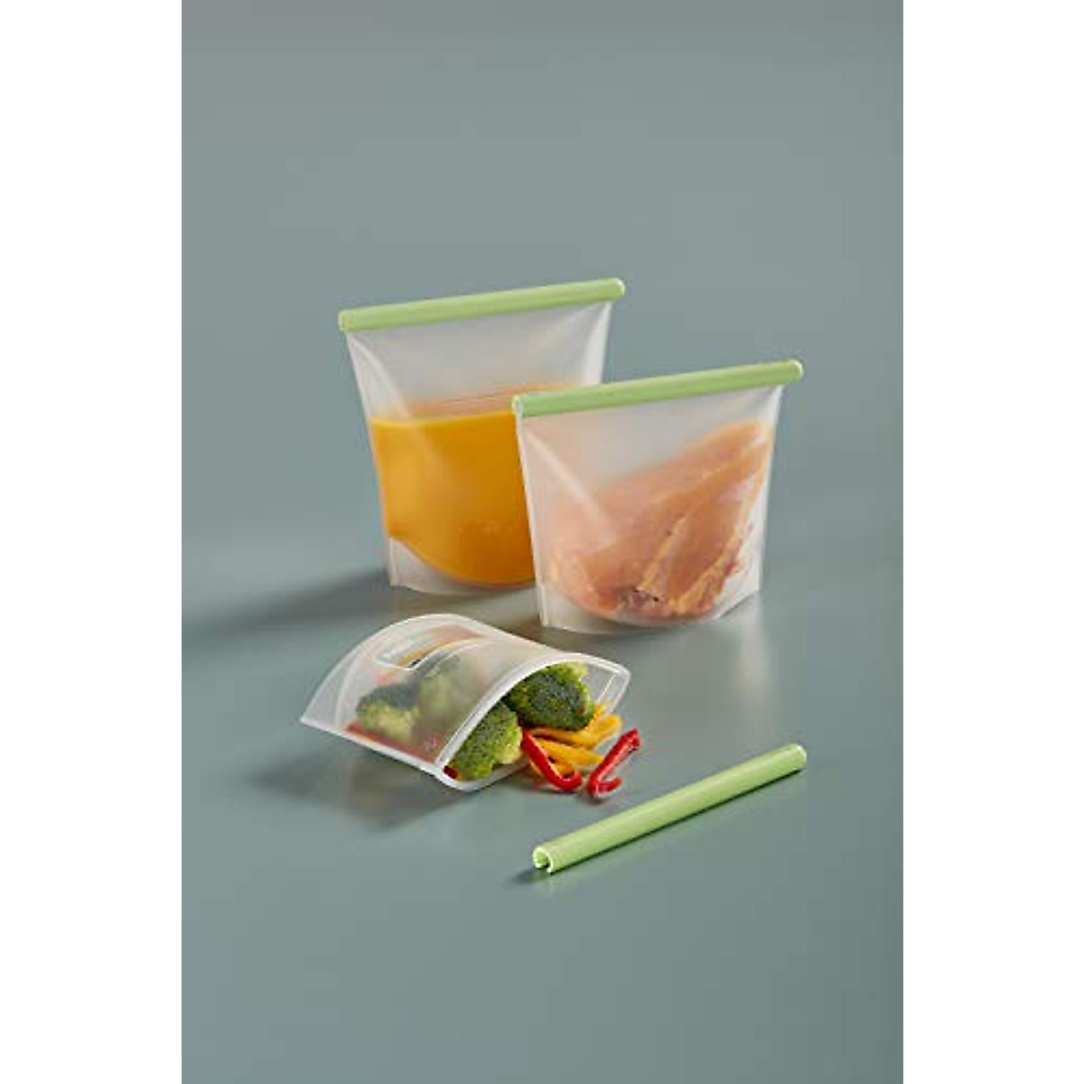 Lekue Reusable Silicone Bags for Airtight Food Storage and Sous Vide Cooking, Set of 3, Frost