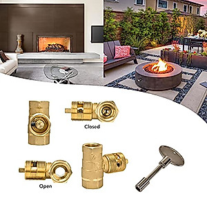 Skyflame 1/2 Inch Straight Gas Key Valve Kit for Fire Pit Fireplace with Flange and 3 Inches Key, Flat Black