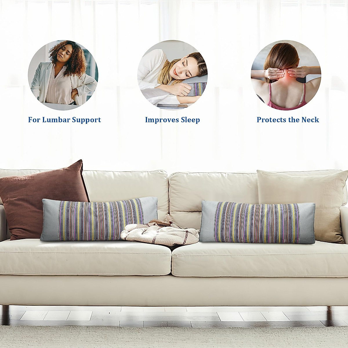 JOERRES Buckwheat Pillow,Buckwheat Neck Pillow with Zipper,Natural Buckwheat Pillow,Pillow with Washable Cotton Cover,Buckwheat Husk Neck Pillow Relieves Neck and Shoulder Pain (Grey)