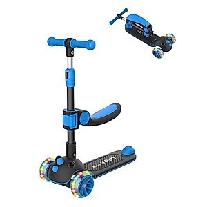 RideVOLO K02 Foldable Kick Scooter for 2-6 Years Old Kids, 2-in-1 with Removable Seat, 3 Adjustable Heights, Flashing Wheels and Wide Deck, Max Load 110lbs, Outdoor Activities, Gift for Boy/Girl Black