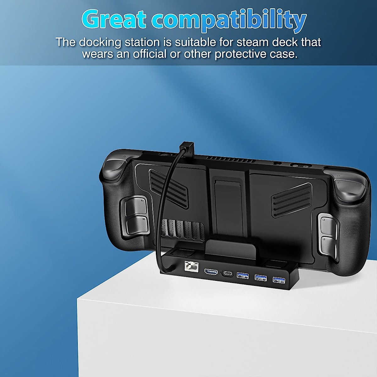 ANNAPRO Docking Station for Steam Deck/Steam Deck OLED & ROG Ally, 6-in-1 Dock with HDMI 2.0 4K@60Hz, Gigabit Ethernet, 3 x USB-A 3.0 and PD3.0 100W USB-C Full Speed Charging Port