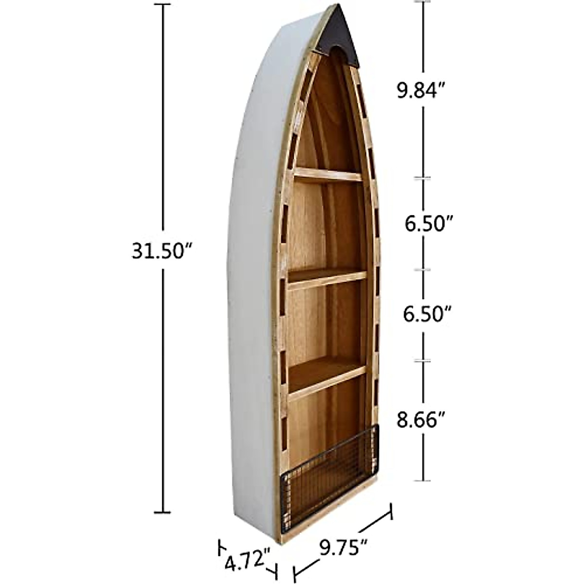 Linfevisi Solid Wood Boat Shelf Decor Beach Theme Hanging Boat Wall Decor Shelf Wooden Boat Decor Boat Book Shelf Nautical Decor Boat Display Wall Art with Net Home Decor for Living Room 31.5"