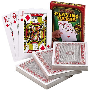 Jumbo Large Playing Cards - (3 Decks) Big 5 x 7 Inch Giant Deck of Cards Huge Playing Cards Poker Playing Cards for Casino Theme Party Decorations Game Night and Magic Supplies