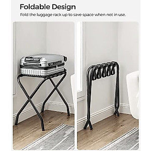 TRAVEL4D 2 Pack Luggage Racks Black Suitcase Stand for Bedroom 2 Foldable Suitcase Holders Heavy Duty Luggage Rack for Guest Room