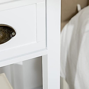 HOMCOM 2-Tier Side Table with Drawer, Narrow End Table with Bottom Shelf, for Living Room or Bedroom, White