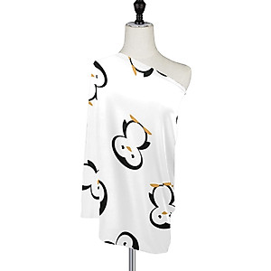 Blueangle Car Seat Cover for Babies, Cartoon Penguins Nursing Cover Breastfeeding Cover, Stretchy Infant Carseat Canopy, Super Soft Breathable