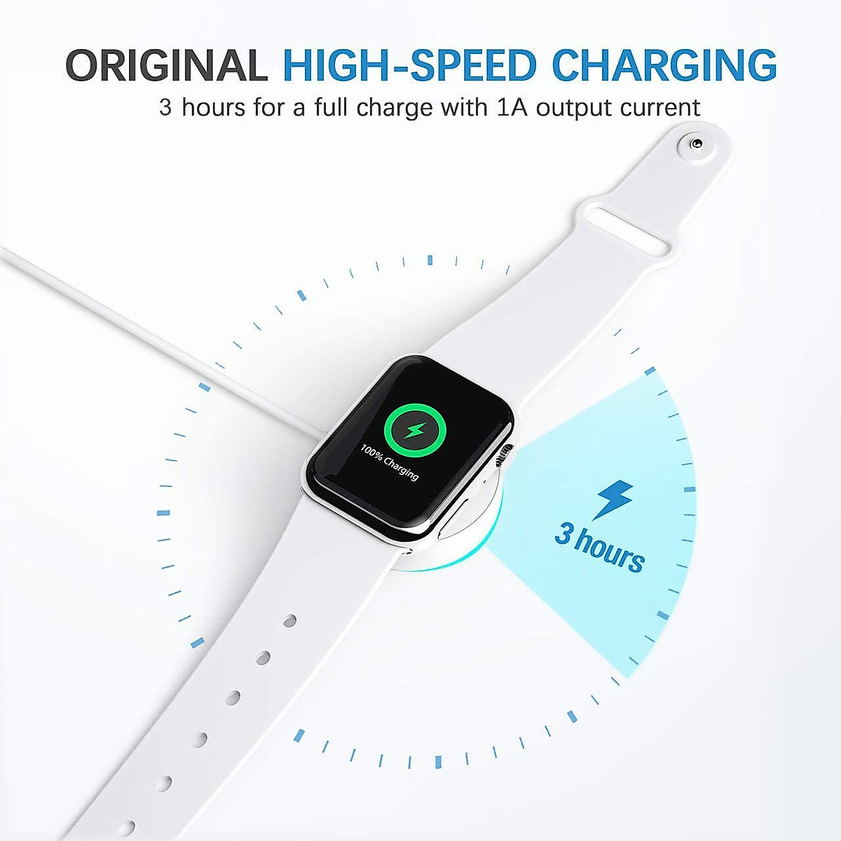 Short Watch Charger for Apple Watch Charger, USB A Short iWatch Charging Cable Short Cord Compatible with Apple Watch Series 9 8 7 6 SE 5 4 3 2 1，Ultra (1FT/0.3M)