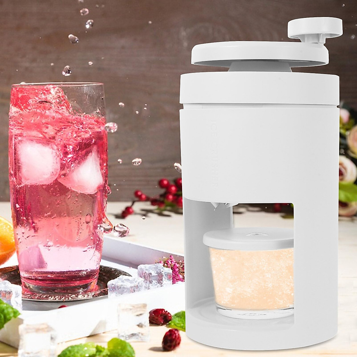 Kichvoe Stainless Steel Blades Portable Crushed Ice Maker Ice Cube Mold Shaved Ice Machine Ice Machine Crushed Ice Handheld Ice Machine Washable Tool Crusher Ice Blender Household Glass