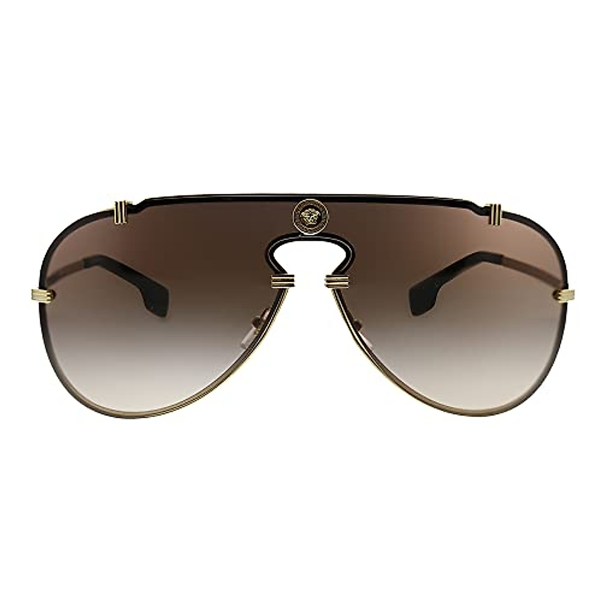 Versace VE 2243 100213 Gold Metal Aviator Sunglasses Brown Gradient Lens