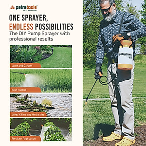 PetraTools 1 Gallon Garden Sprayer, Hand Pump Sprayer, Plant Sprayer & Weed Sprayer, Chemical Lawn Sprayer, Water Sprayer for Plants, 1 Gallon Sprayer with Pump, Sprayers in Lawn and Garden - HD100
