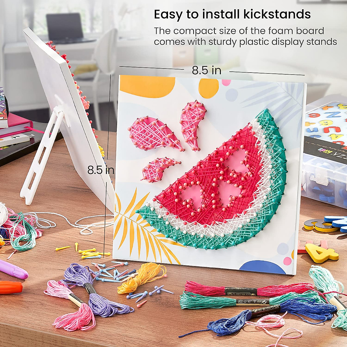 Arteza Kids String Art Kit, Set of 5 Assorted Designs, Plastic Pushpins, Art Supplies for Kids Craft Projects and Free Time Activities