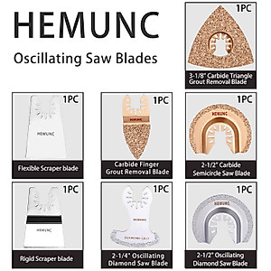 HEMUNC 64PC Oscillating Tool Blades, Oscillating Multitool Saw Blades Accessories Kit