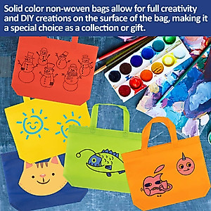 MAQIHAN Non-Woven Party Favor Bags - Colorful Reusable Bags Non Woven 10 Pack Solid Color Reusable Tote Bags Bulk With Handles Nonwoven Reusable Grocery Bags For Christmas Gifts Celebrations