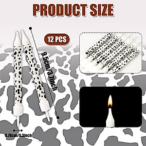 12pcs Cow Candles, Cow Print Cake Topper Birthday Party Candles Cake Decorations Baby Shower Birthday Farm Animal Theme for Girls Boys Party Favor Supplies