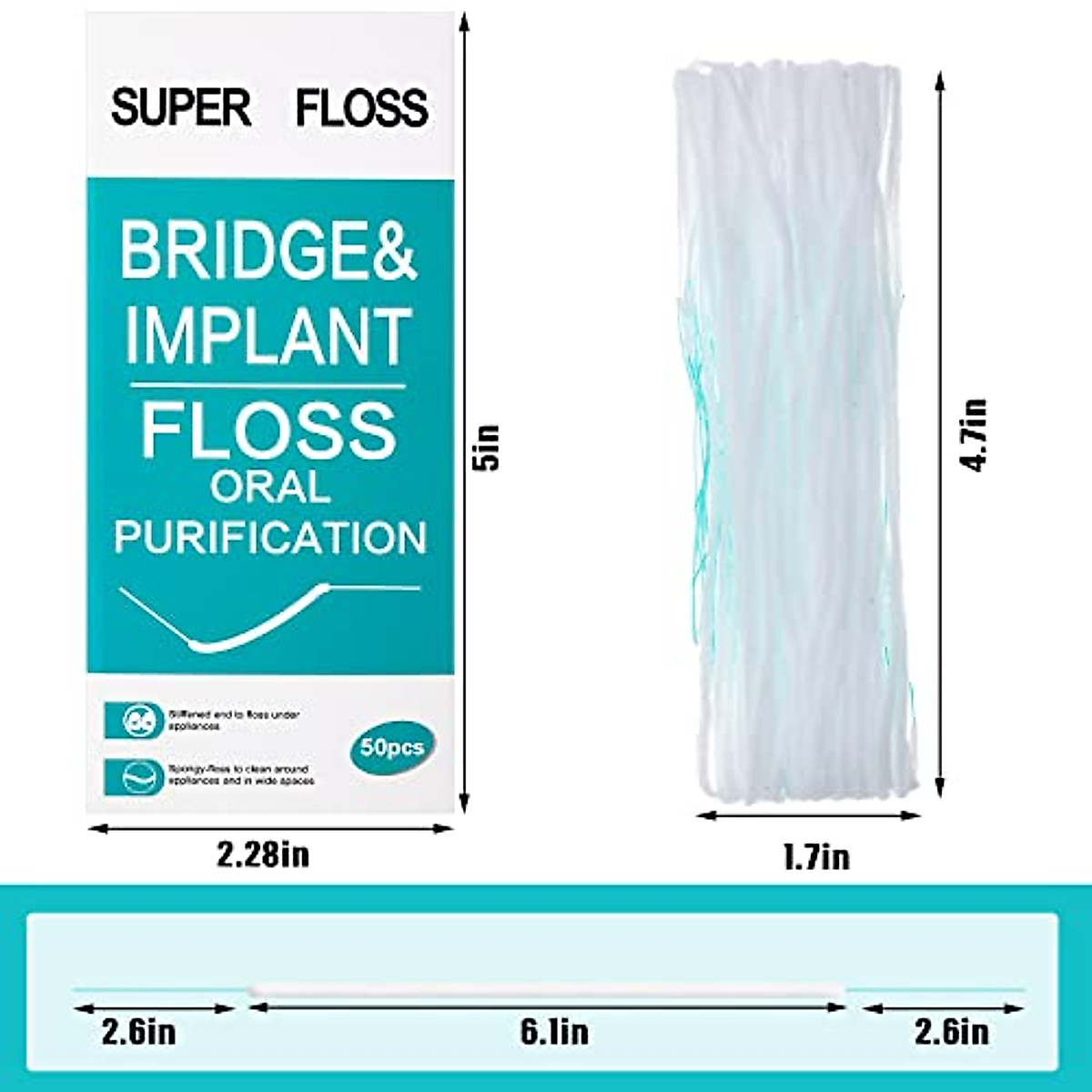 200 Pcs Floss Threaders for Bridges, 4 Packs Dental Floss for Braces, Bridges and Implants, Periodontal Disease Teeth Flossing