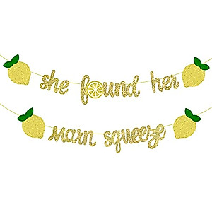 She Found Her Main Squeeze Banner for Lemon Theme Bridal Shower Bride to Be Bachelorette Wedding Engagement Party Supplies
