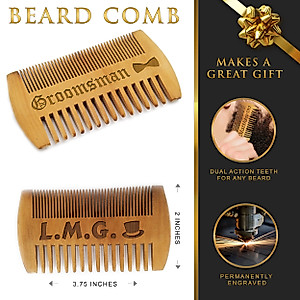 My Personal Memories Custom Engraved Wooden Beard and Mustache Comb - Personalized Grooming Wood Brush Gift with Dual Action Teeth for Men, Guys, and Him