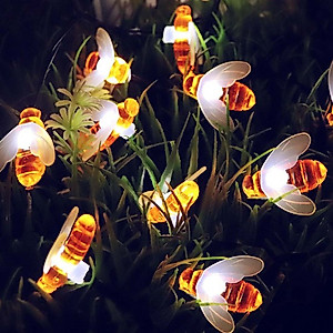 Solar Honeybee String Lights, 21Ft 30 LED Solar Powered Bee String Lights Outdoor Honeybee Fairy String Lights for Home,Gardens,Park,Patios Decoration.
