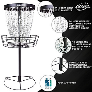 MVP Disc Sports Black Hole Pro 24-Chain Portable Disc Golf Basket Target