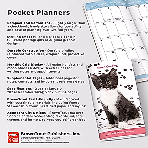 Kitten Cuddles | 2023-2024 3.5 x 6.5 Inch Two Year Monthly Pocket Planner | BrownTrout | Animals Cute Cat Feline
