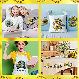 48 Pcs Iron on Decals for Clothing Heat Transfer Stickers Iron on Decals Washable Iron on Patches for T Shirt Bag Hat Pillow DIY Craft Decorations (Sunflower Style)