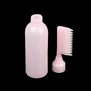 Hair Dye Brush Bottle Applicator Bottle for Hair Oil Hair Colouring Hair Dyeing Bottle Brush with Graduated Bottle Comb Root Comb Salon Hair Coloring Tool (2 Pack Pink)