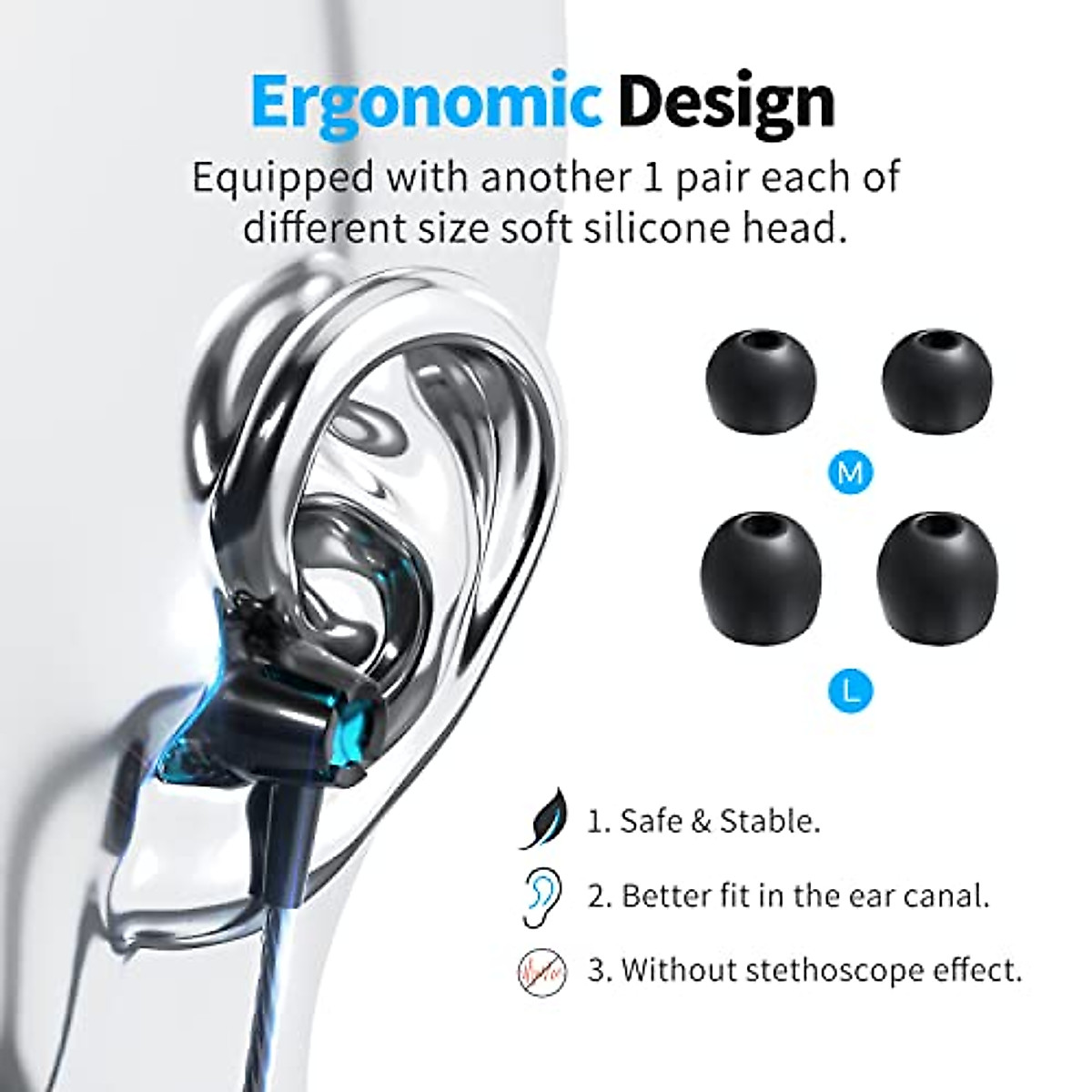 Earbuds Wired with Microphone Pack of 5, Noise Isolating in-Ear Headphones, Powerful Heavy Bass, High Definition, Earphones Compatible with iPhone, iPod, iPad, MP3, Samsung, and Most 3.5mm Jack
