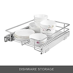 Pull Out Cabinet Organizer, HAVEITS Heavy Duty Slide Out Kitchen Cabinet Storage Shelves, Pull Out Drawer For Kitchen Cabinets with Extension 3 FOLD Drawer Glides and Bumper, 12.5" W x 17" D x 3.2” H