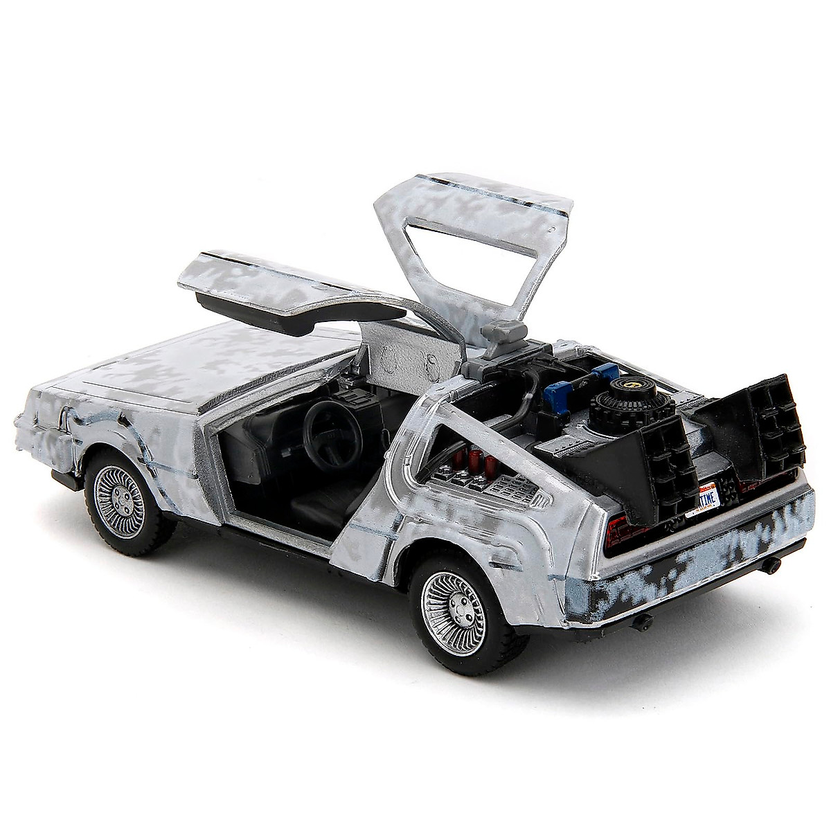 DMC Delorean Time Machine Brushed Metal (Frost Version) Back to The Future (1985) Movie Hollywood Rides Series 1/32 Diecast Model Car by Jada 34785