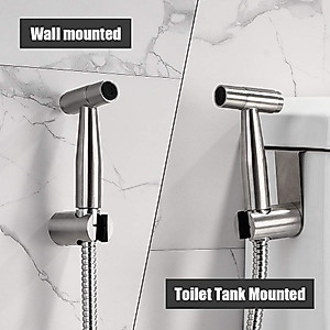 HandHeld Bidet Sprayer for Toilet. Multipurpose Rear Washing/Feminine Hygiene/Pet Bathing/Baby Cloth Diaper Sprayer. Brushed Stainless Steel Sprayer, Easy Install and Saves on Toilet Paper.