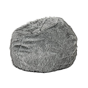 Christopher Knight Home Laraine Furry Glam Dark Light Grey Streak Faux Fur 3 Ft. Bean Bag, Small