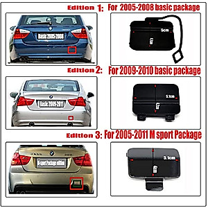 Trimla Rear Tow Cover Replacement for 05-08 BMW 3 Series E90 Sedan E91 Wagon 320i 320d 328i 325i 330i 330d 330xi 335i 51127187542 (White)