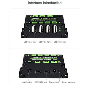 waveshare Industrial Grade USB HUB Extending 4X USB 2.0 Ports Switchable Dual Hosts Sharing USB Devices for Two Hosts Without Power Supply