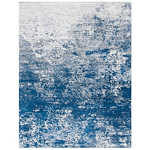 SAFAVIEH Brentwood Collection Area Rug - 9' x 12', Grey & Navy, Modern Abstract Design, Non-Shedding & Easy Care, Ideal for High Traffic Areas in Living Room, Bedroom (BNT822G)