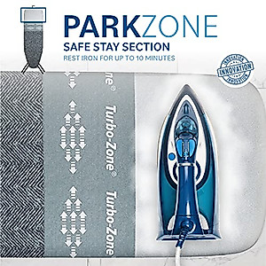 Bartnelli Pulse Ironing Board with New Patent Technology | Made in Europe with Patent Fast-Glide Turbo & Park Zone, with Smart Hanger, 4 Layer Cover Pad | 4 Premium Steel Legs (Size 43x13)