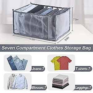 Foldable Clothes Storage Drawer Organizer - Cooyokit Separated Storage & Storing Divider, compartment storage bag for storing jeans, t-shirts, tops, sweaters etc. (7 Grid Storage Divider)