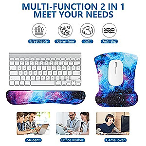 RICHEN Keyboard Wrist Rest Pad and Mouse Wrist Rest Support Mouse Pad Set,Durable & Comfortable & Lightweight for Easy Typing & Pain Relief-Ergonomic Support (Galaxy)