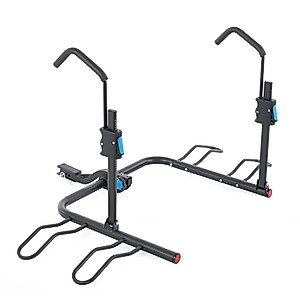 Rockland Steel U Shaped Hitch Mounted Bicycle Rack Travel Carrier with Receiver Adapter and Shock Absorption for Trucks, SUVs, and RVs, Holds 2 Bikes