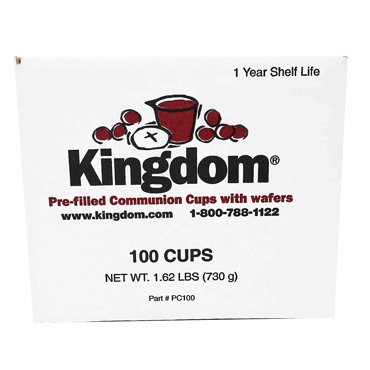 Kingdom Prefilled Communion Cup with Wafers(100 ct-red juice) Sealed in a Single-Serving Container with 1-Year Shelf Life, Perfect for Holy Eucharist Celebration in Hospitals, Summer Camps, and more!