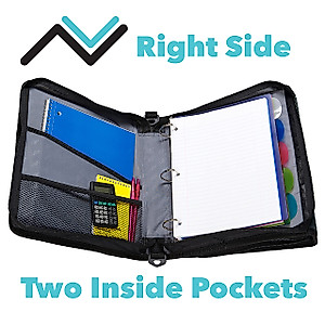 Case-it The Z Shape Zipper Binder - Two Binders in One - Double Sided 1.5 Inch D-Ring - Multiple Pockets - 500 Page Capacity - Comes with Shoulder Strap, Blue Z-176