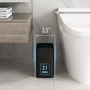 Cesun Small Bathroom Trash Can 2.1 Gallon Wastebasket, Modern Metal Garbage Can Office Waste Basket, Matte Black Stainless Steel Trash Bin for Bedroom, Home Office, Toilet, rv, Near Desk, Under Sink