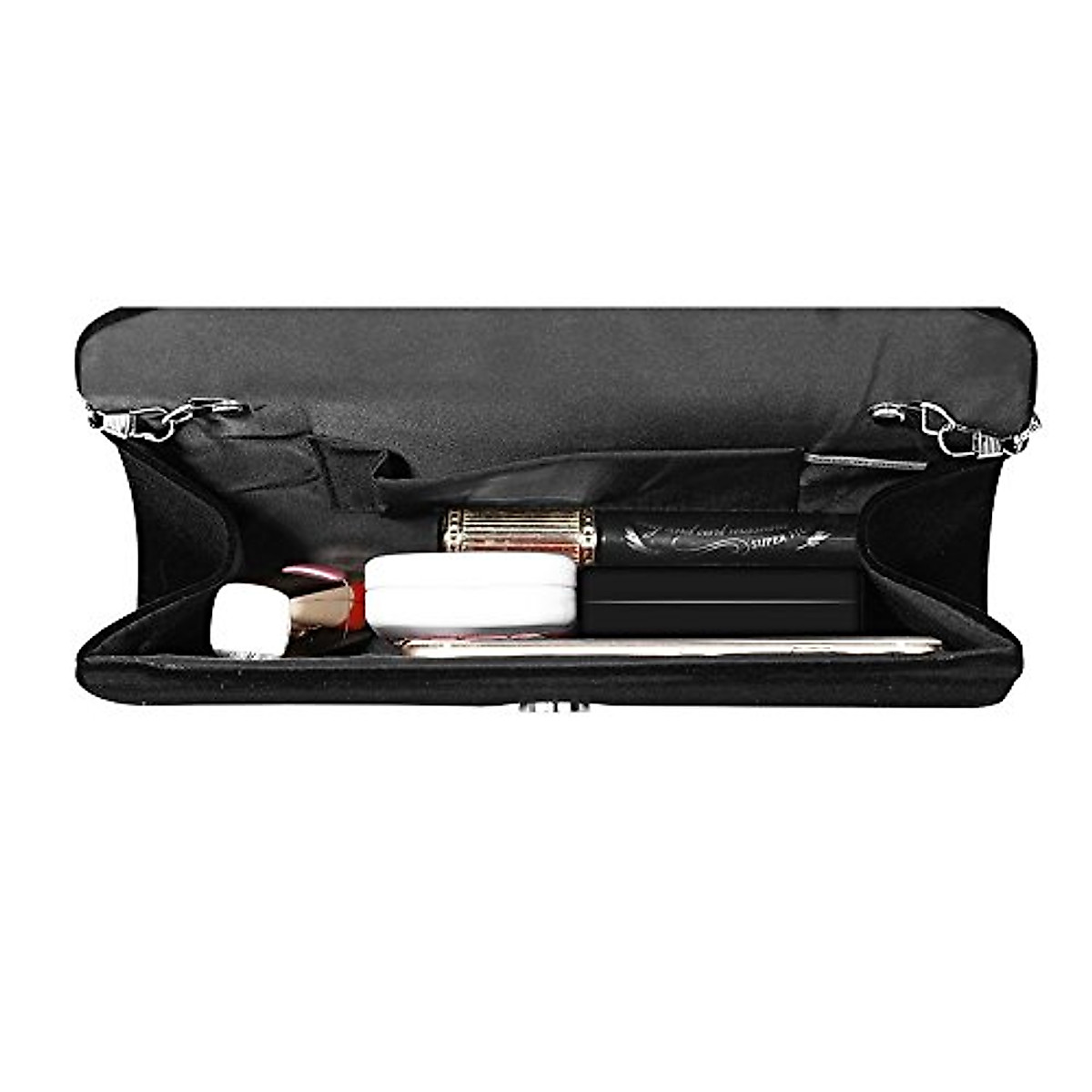 Women Evening Bag Clutch Purse,lovyoCoCo Handbag With Detachable Chain Strap for Wedding Cocktail Party Velvet Solid Color (Black)