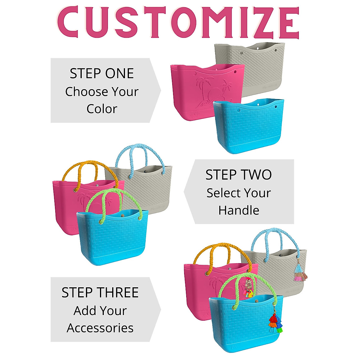 BuildABagg MauiBagg: Customize Your Large, EVA, Multipurpose Tote. Create Your Own Style. Washable, Open Tote Bag for the Beach, Boat, Pool & Sports. Tip-Proof & Fade Resistant (Black)