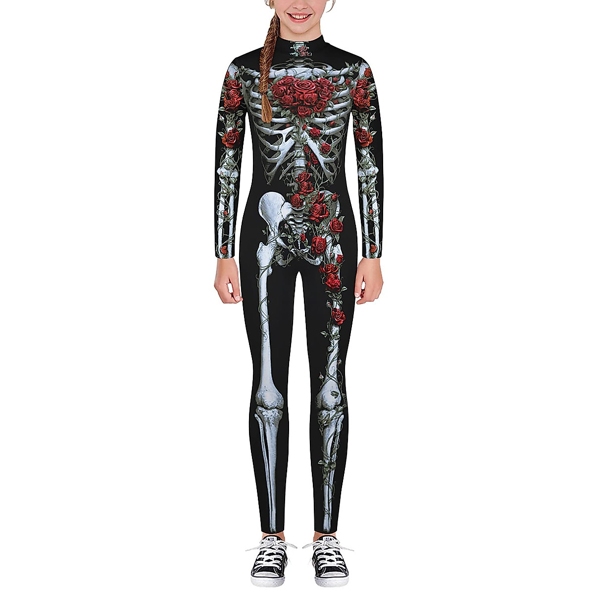 Rose Skeleton Bodysuit Day of the Dead Skull Bone Bodysuit Rose 7-8 Years