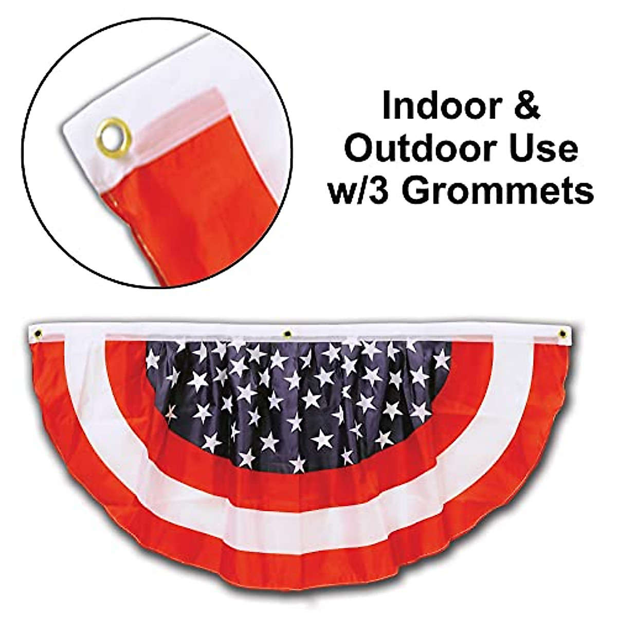 Beistle 54991-RWB Stars and Stripes Fabric Bunting, 4-Feet, Pkg of 1, Red/White/Blue