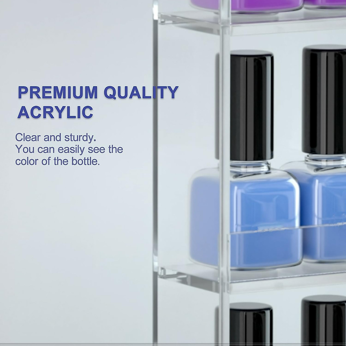 FEMELI 2 Pack Nail Polish Wall Racks 20 * 24 Inch Hold Up to 240 Bottles,Clear Acrylic Nail Polish Shelf Organizer Wall Mounted 6 Rows