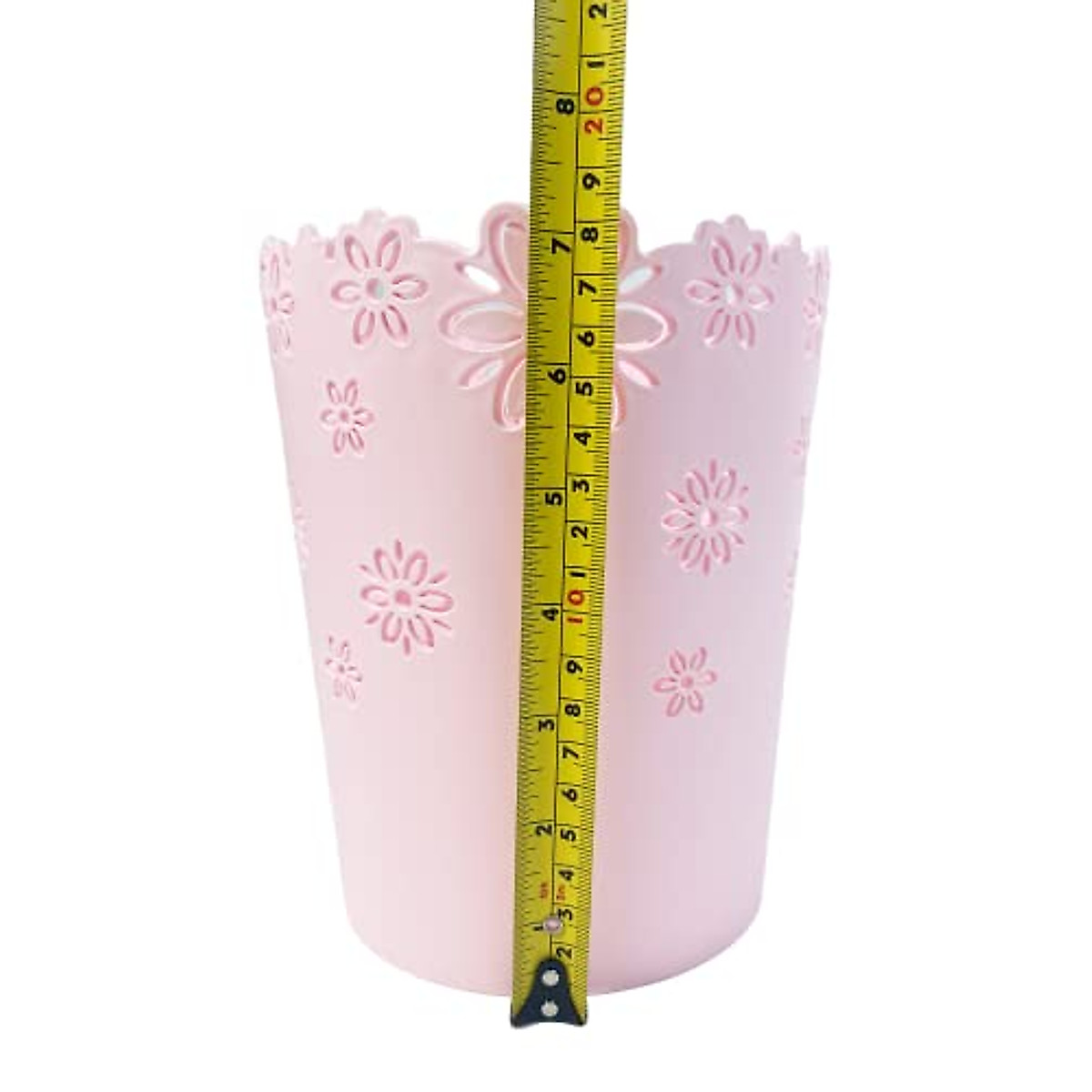 Nazr Wastebasket, Hollow Flower Shape Plastic Lidless Wastepaper Baskets Trash Can (S-Pink)