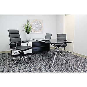 Boss Office Products CaressoftPlus Executive Chair, Traditional, Metal Chrome Finish 30D x 27W x 42H in
